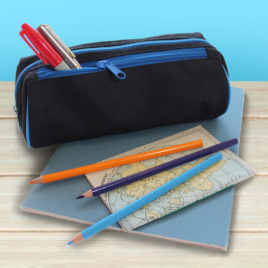 Black Pencil Case - Blue Zips – Fashion Stationery